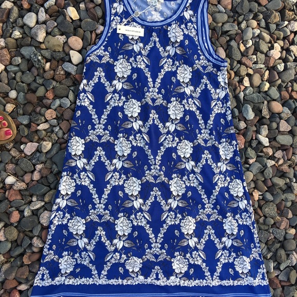 Max Studio | Dresses | Max Studio Blue Floral Dress | Poshmark